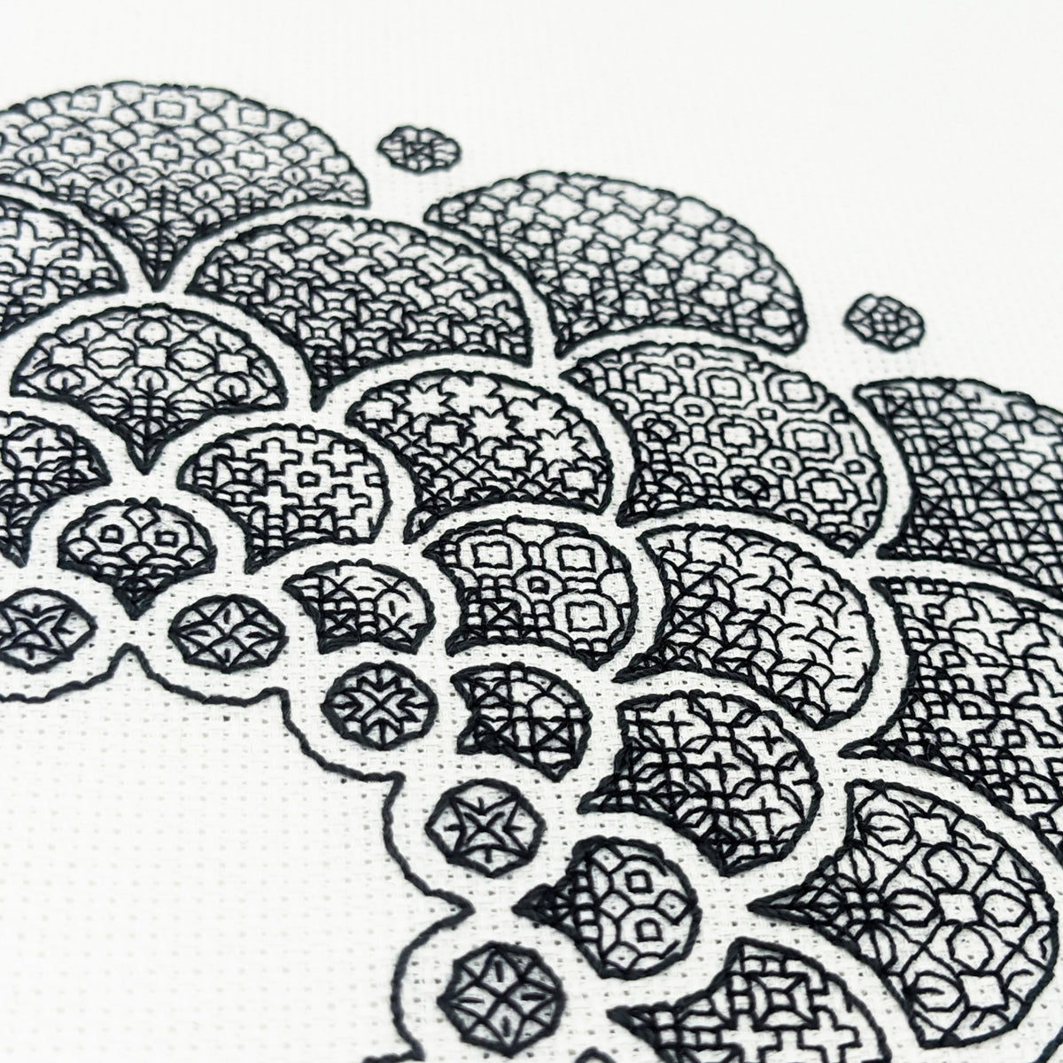Corolla - Graduated blackwork embroidery – The Steady Thread