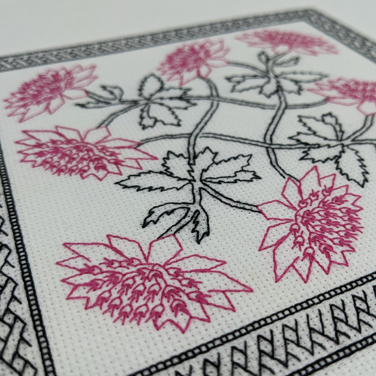 Blackwork Geometric florals - Astrantia – The Steady Thread