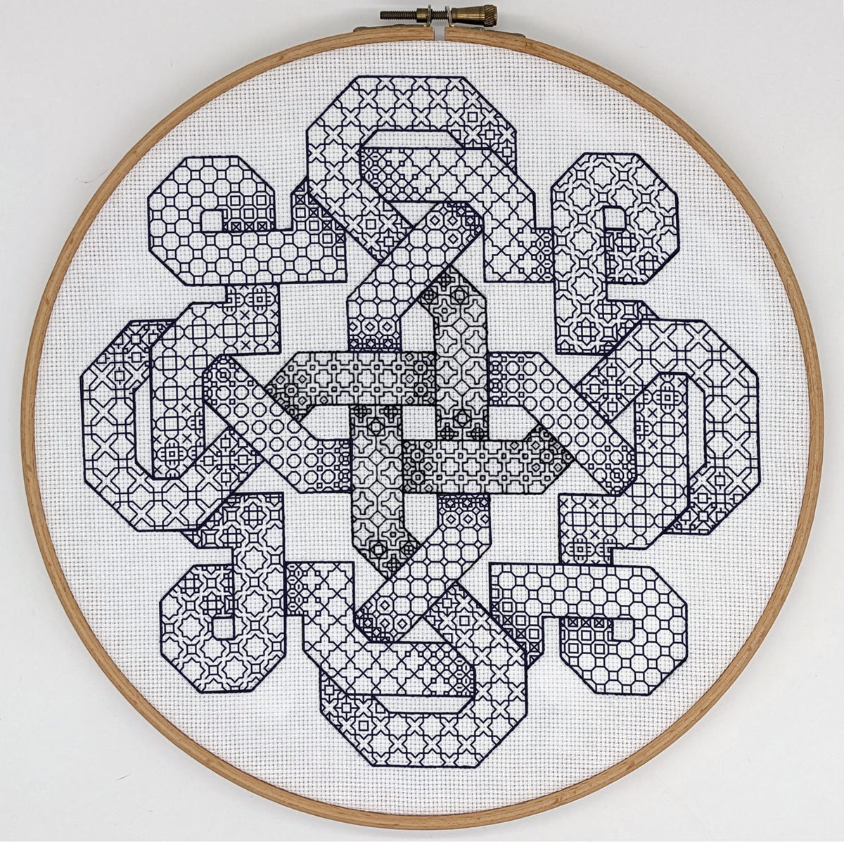 Weaving knot - graduated blackwork stitch a long – The Steady Thread
