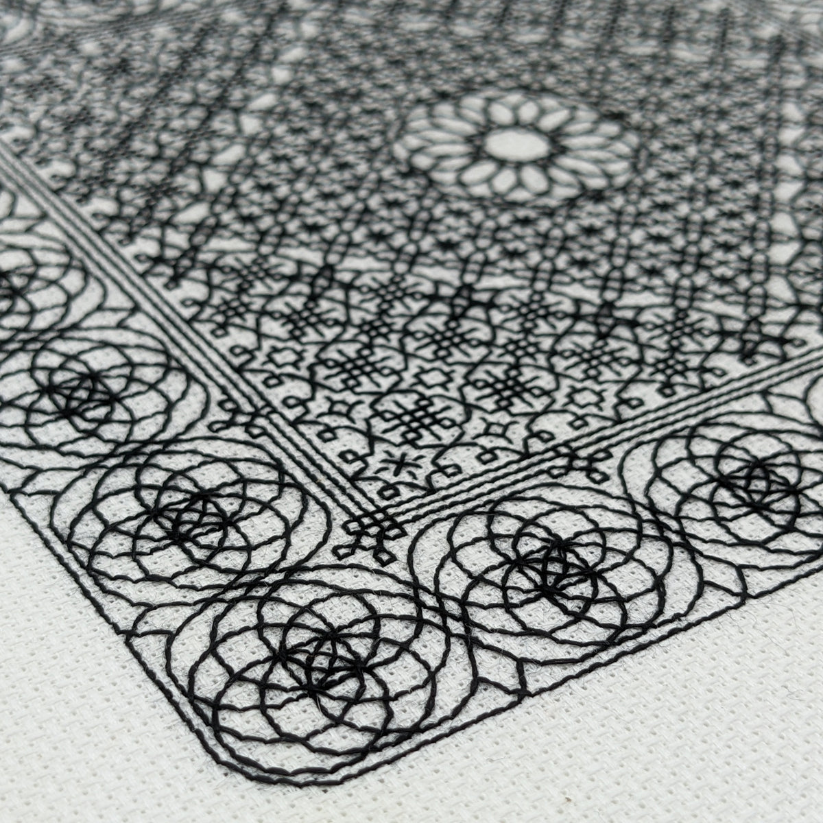 Adventures in geometry blackwork embroidery – The Steady Thread