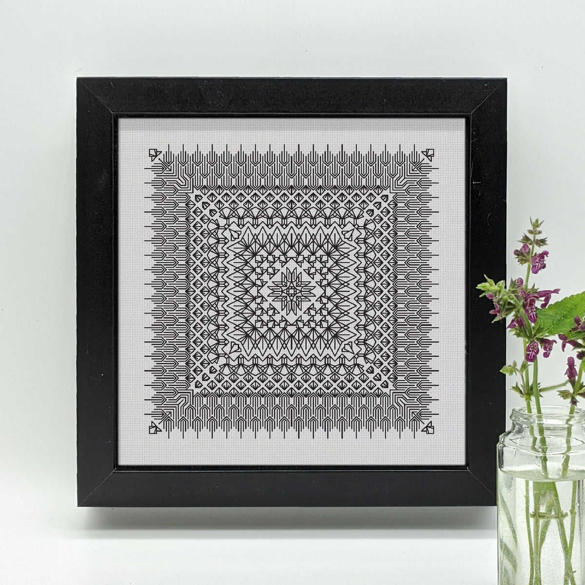 Blackwork embroidery Art Deco – The Steady Thread