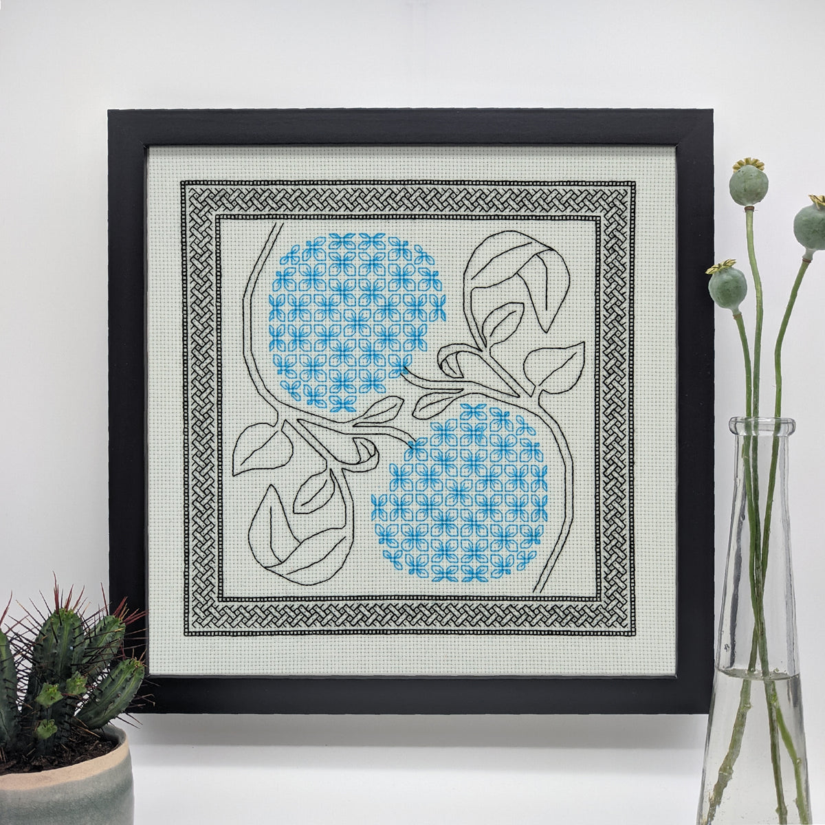Adventures in geometry blackwork embroidery – The Steady Thread
