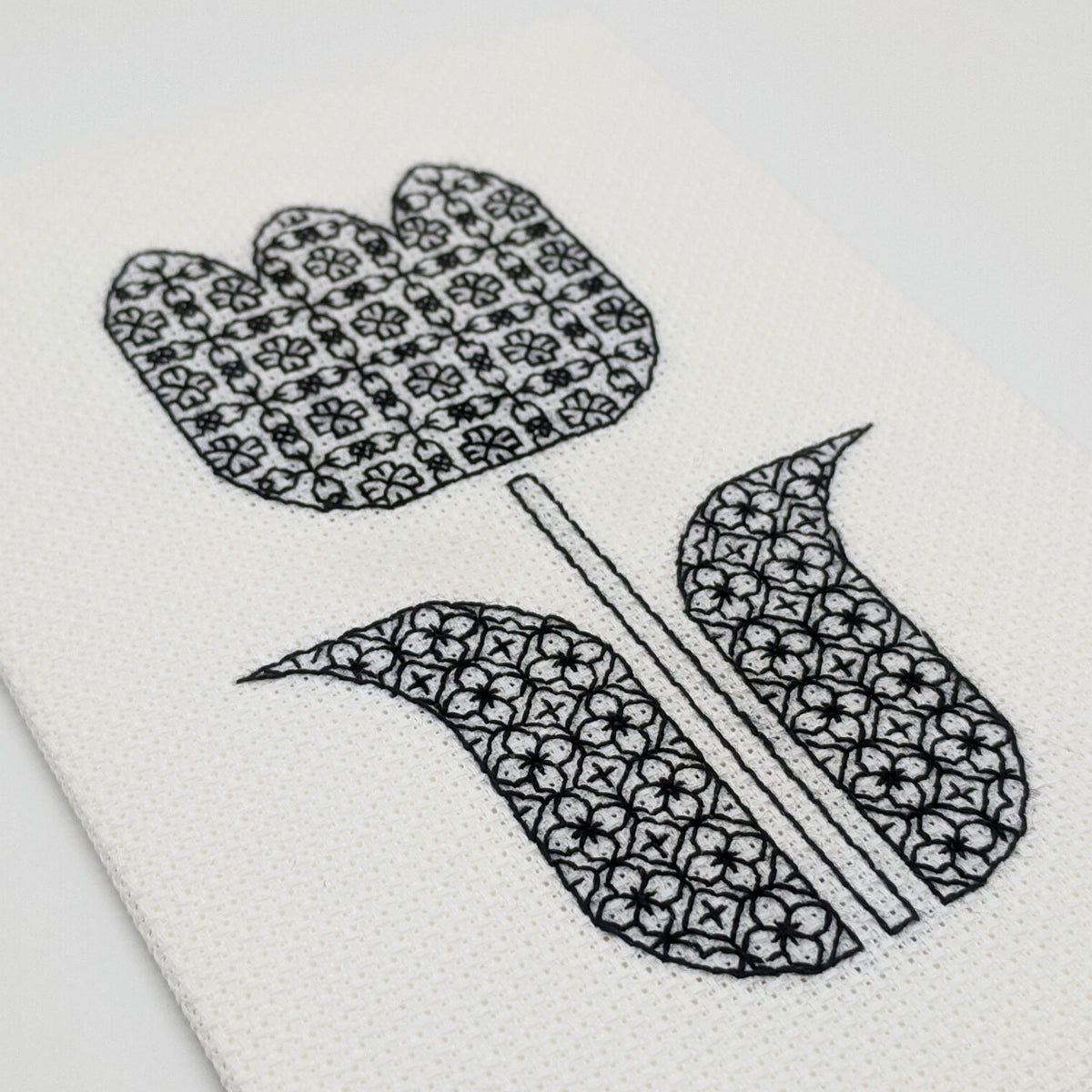 Blackwork embroidery folk flower – The Steady Thread