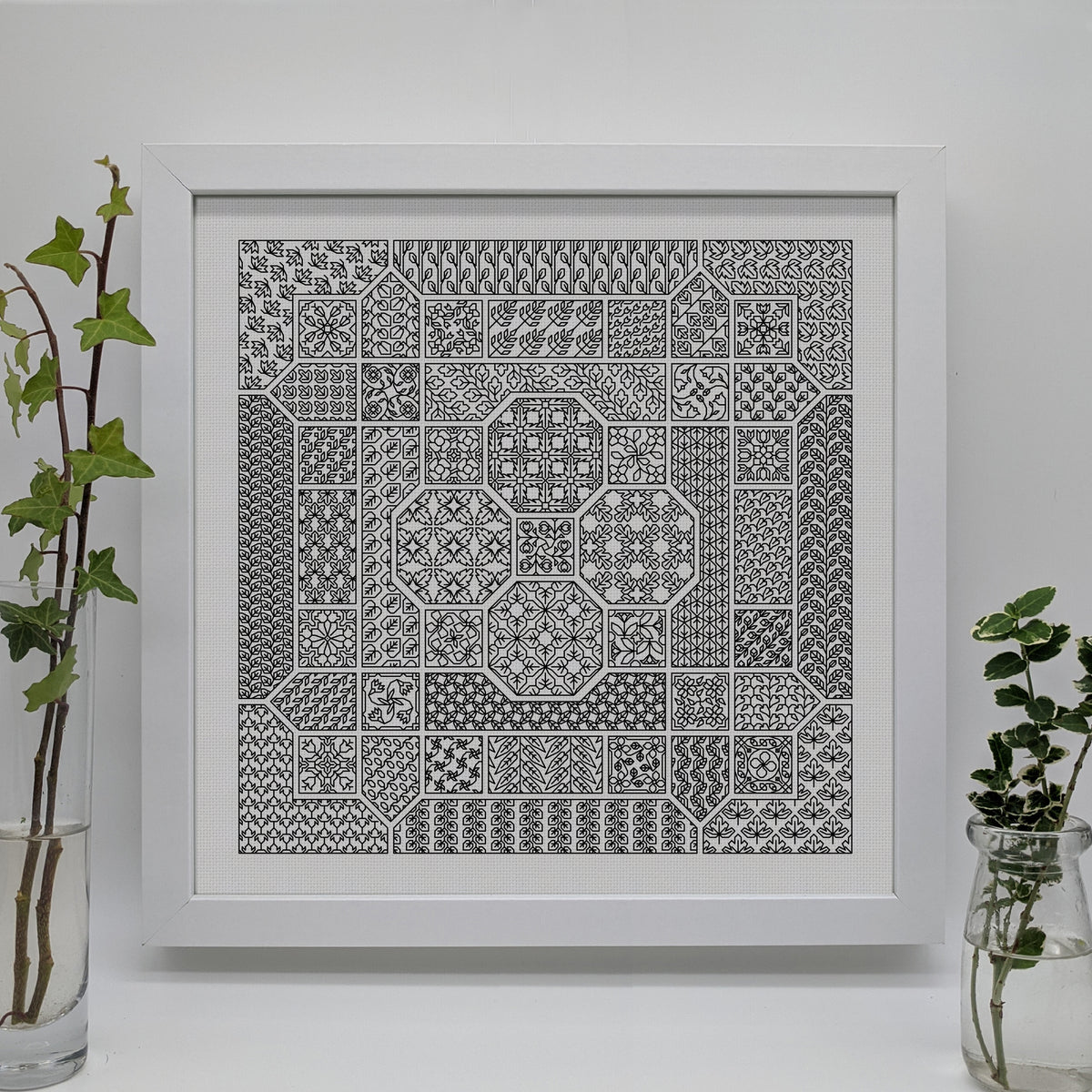 The Steady Thread botanical blackwork stitch a long 2022