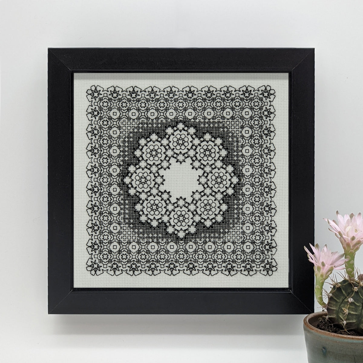 Adventures in geometry blackwork embroidery – The Steady Thread