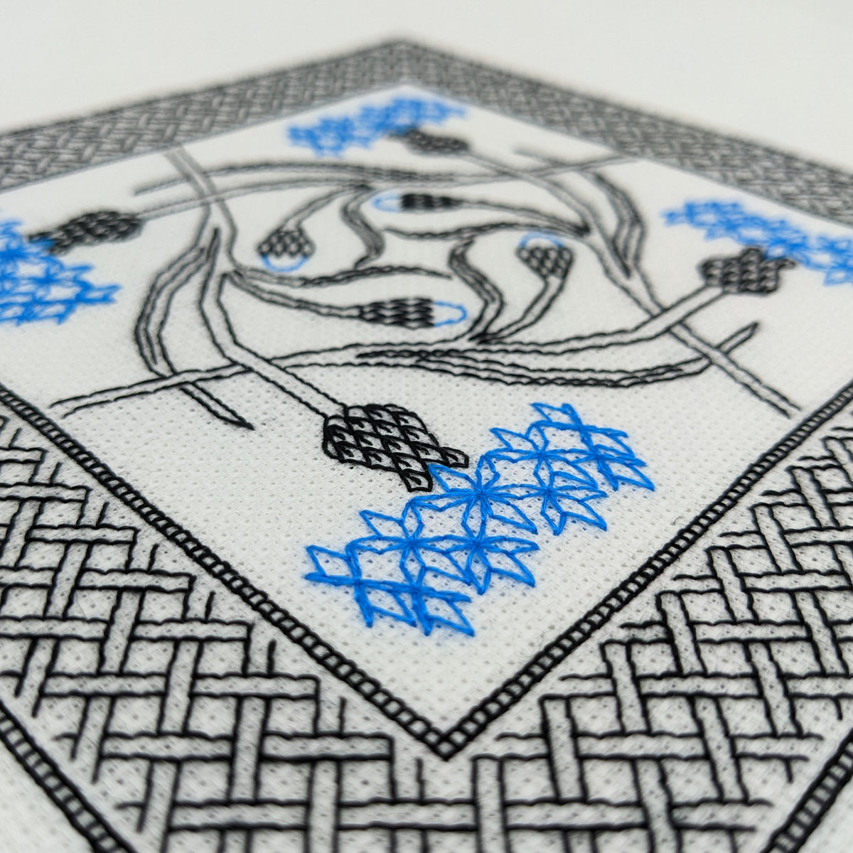 Adventures in geometry blackwork embroidery – The Steady Thread