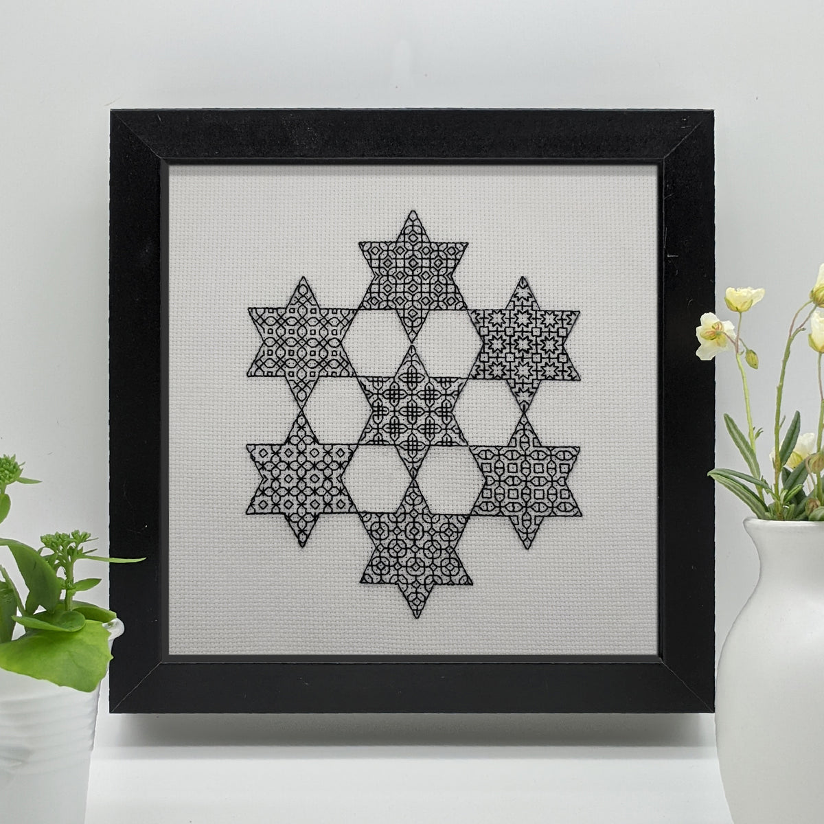 Blackwork embroidery Folk flower freebie – The Steady Thread