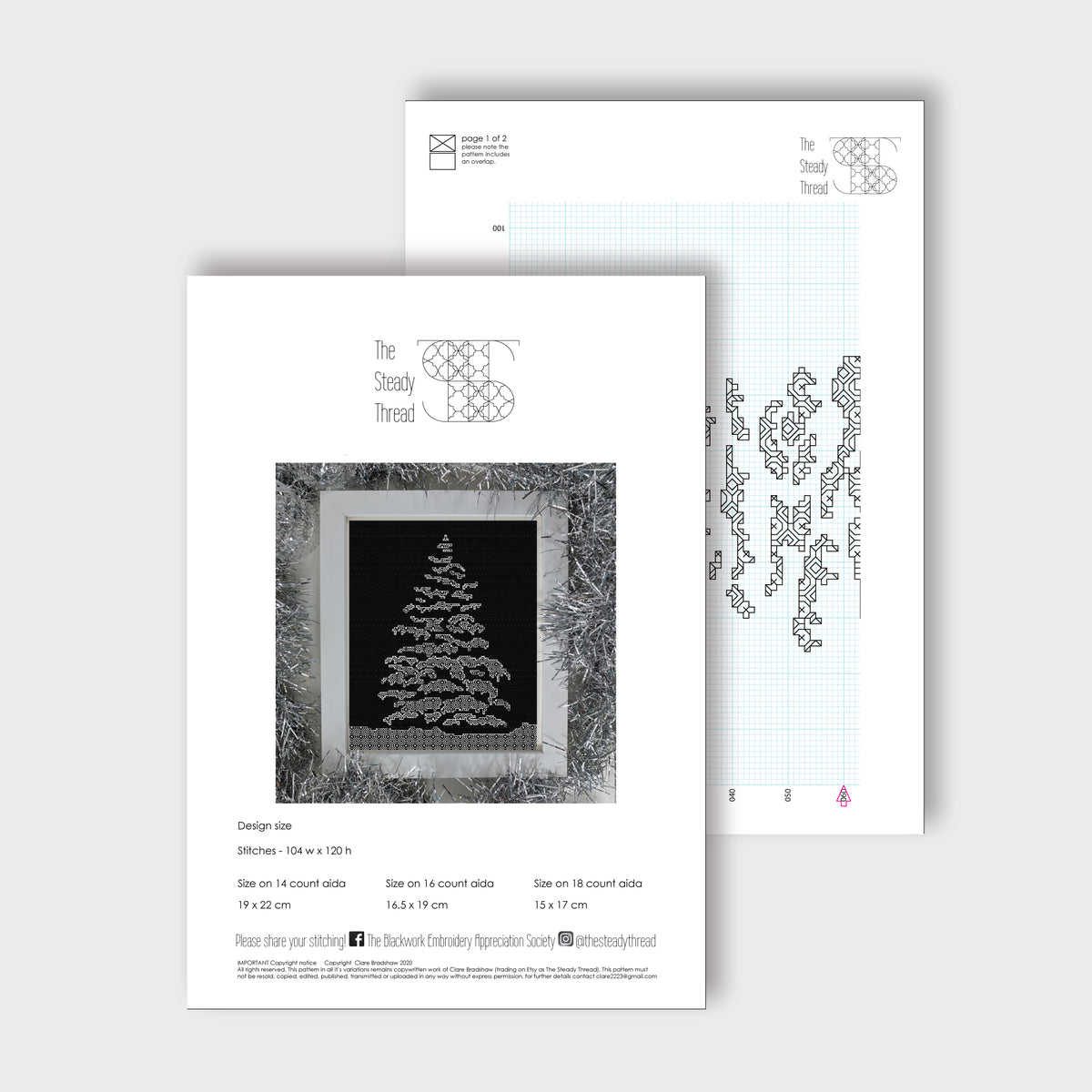 Blackwork embroidery Christmas tree – The Steady Thread
