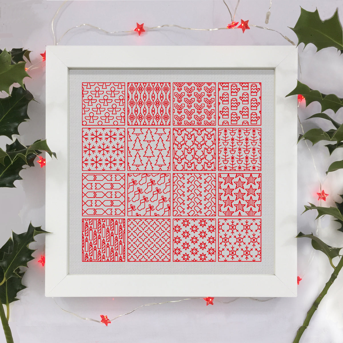 Blackwork embroidery christmas sampler – The Steady Thread