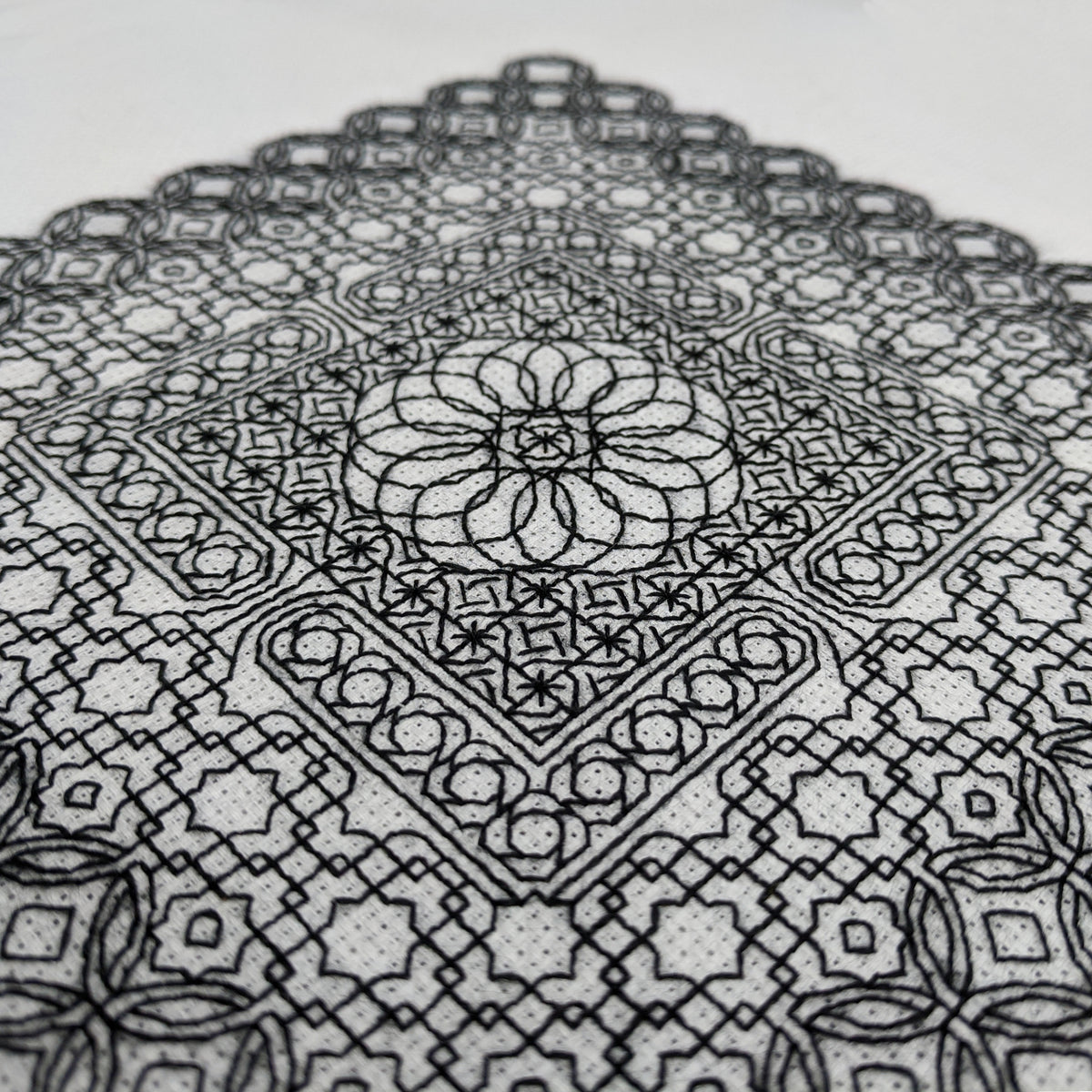 Adventures in geometry blackwork embroidery – The Steady Thread