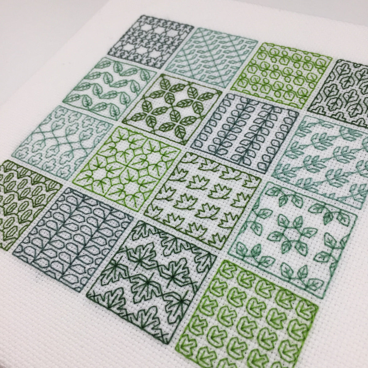 Blackwork embroidery PDF leafy botanical sampler – The Steady Thread