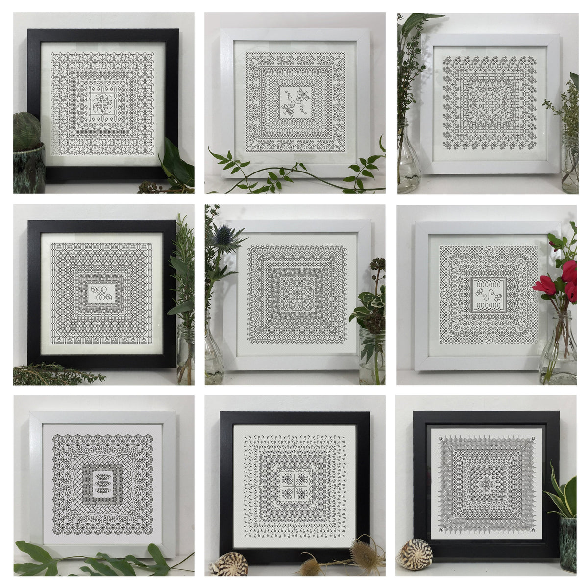 Blackwork embroidery Art Deco – The Steady Thread